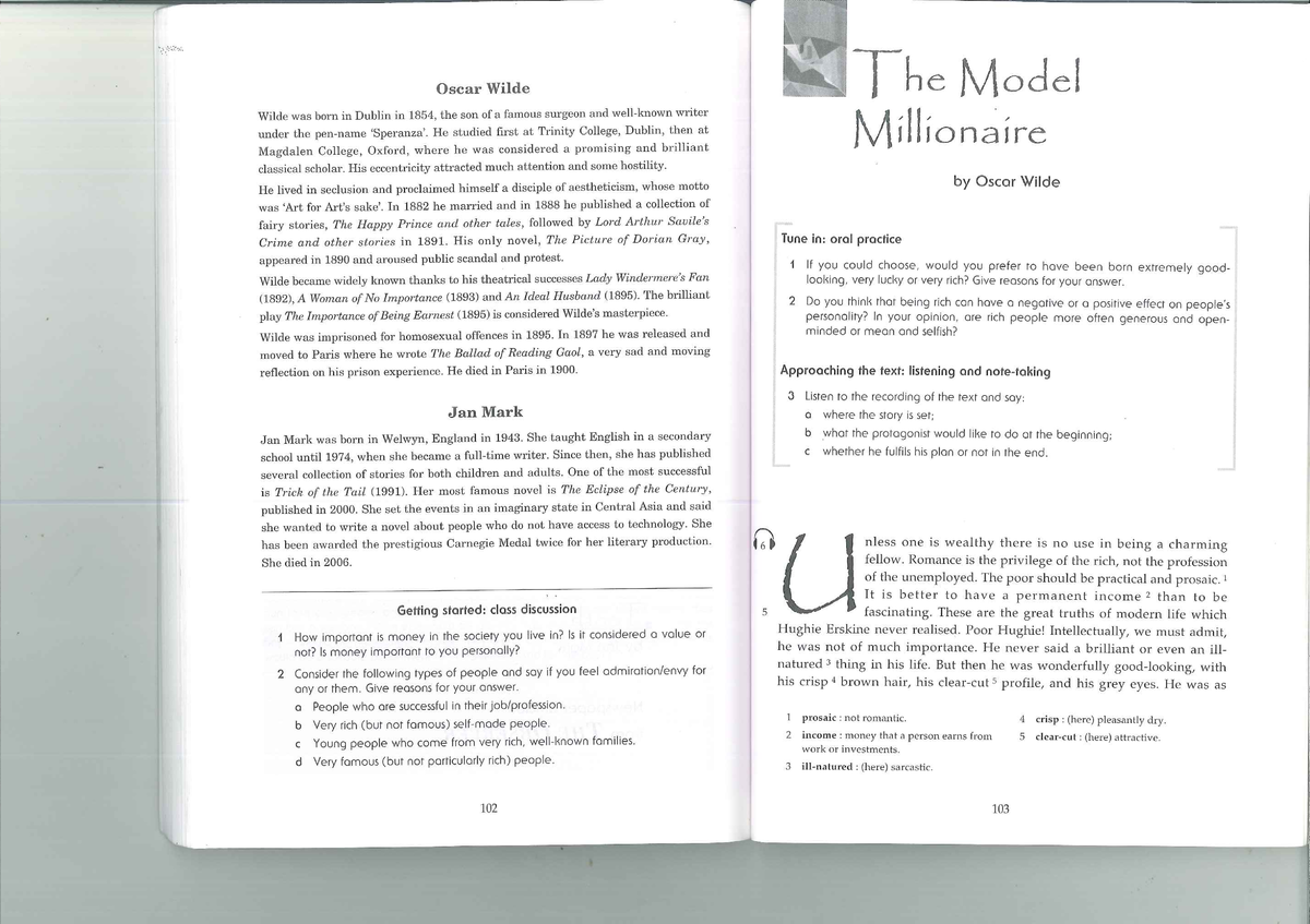 THE Model Millionaire - Libro de lectura - Inglés II - Studocu