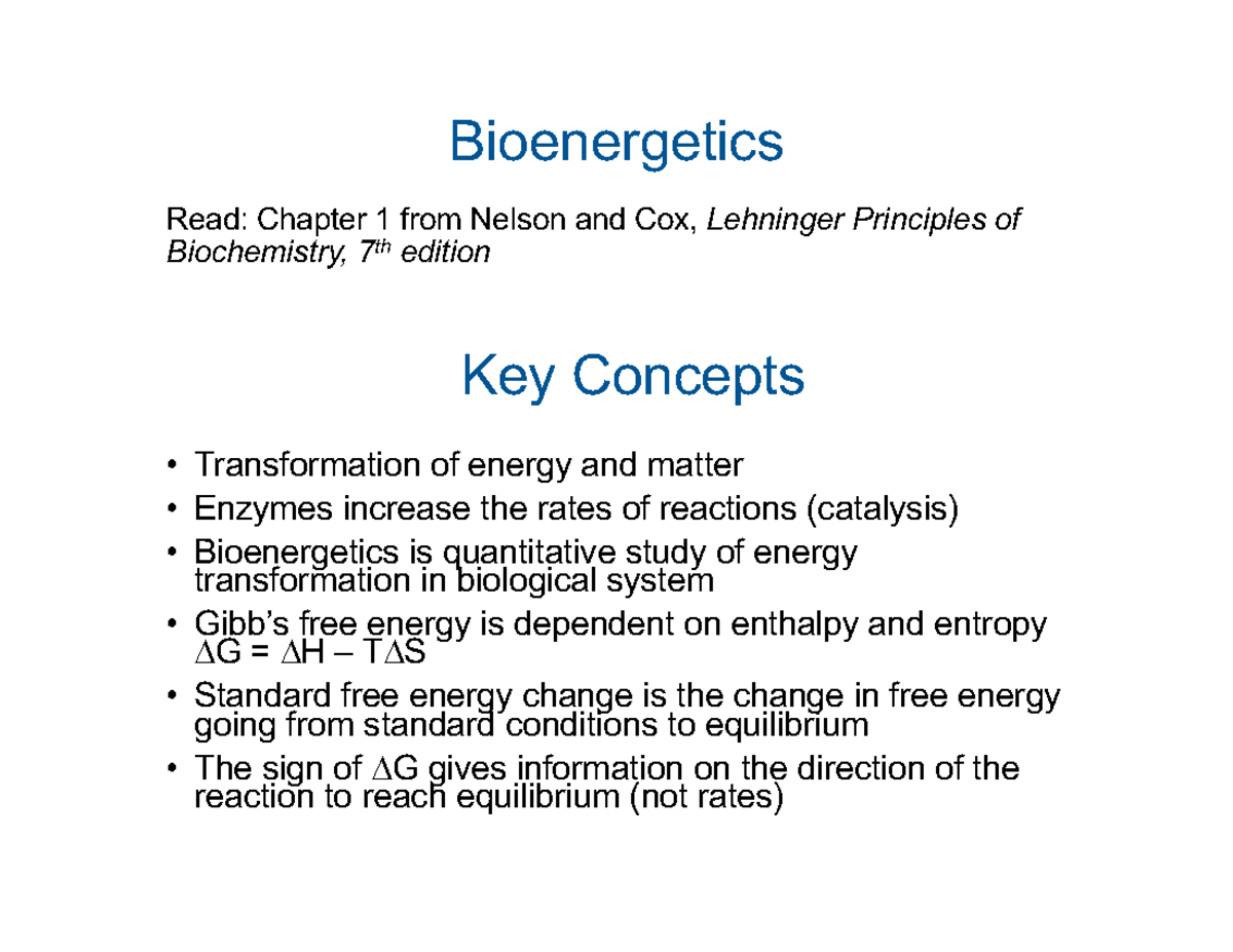 2. Bioenergetics - These are the notes for the given topic. - Key ...
