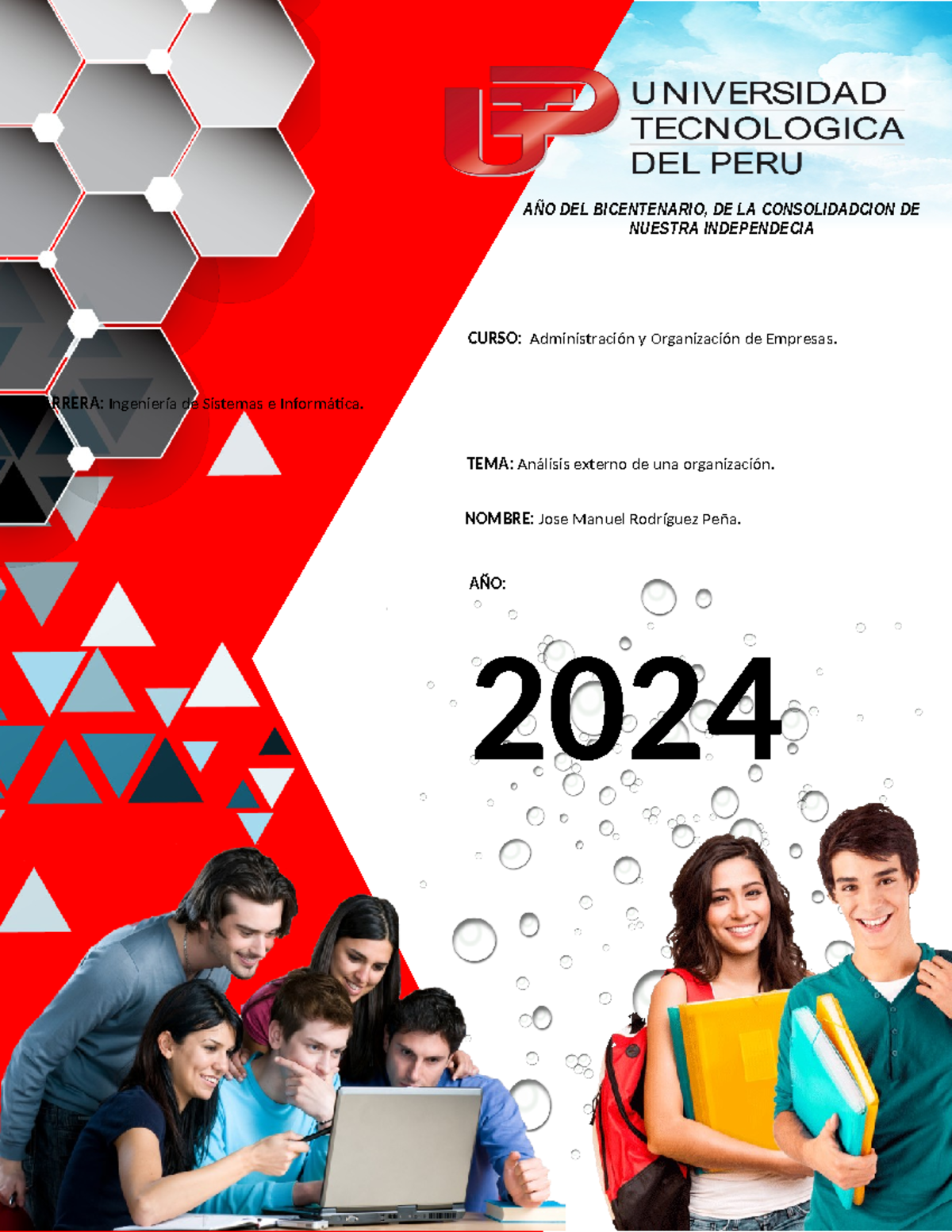 Caratula DE UTP - AÑO DEL BICENTENARIO, DE LA CONSOLIDADCION DE NUESTRA ...