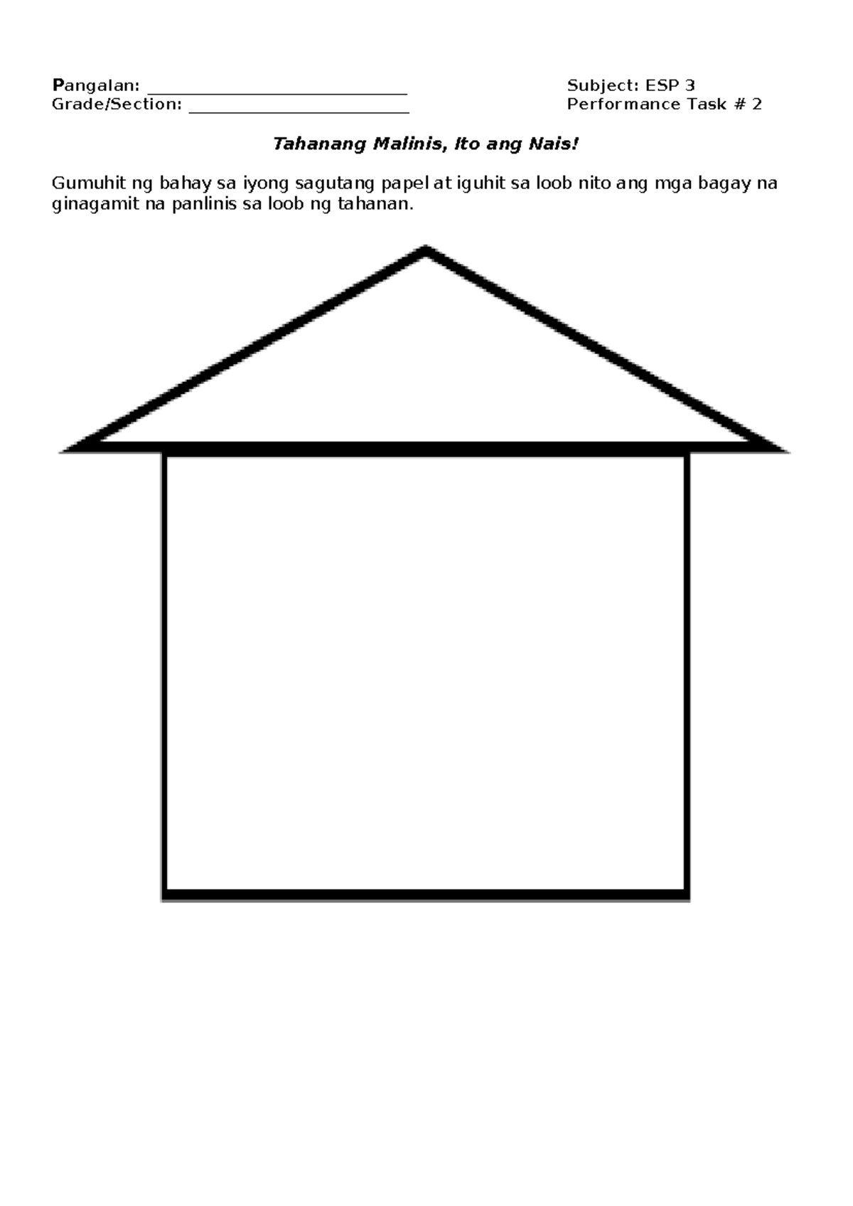ESP PERFORMANCE TASKS - Pangalan ...