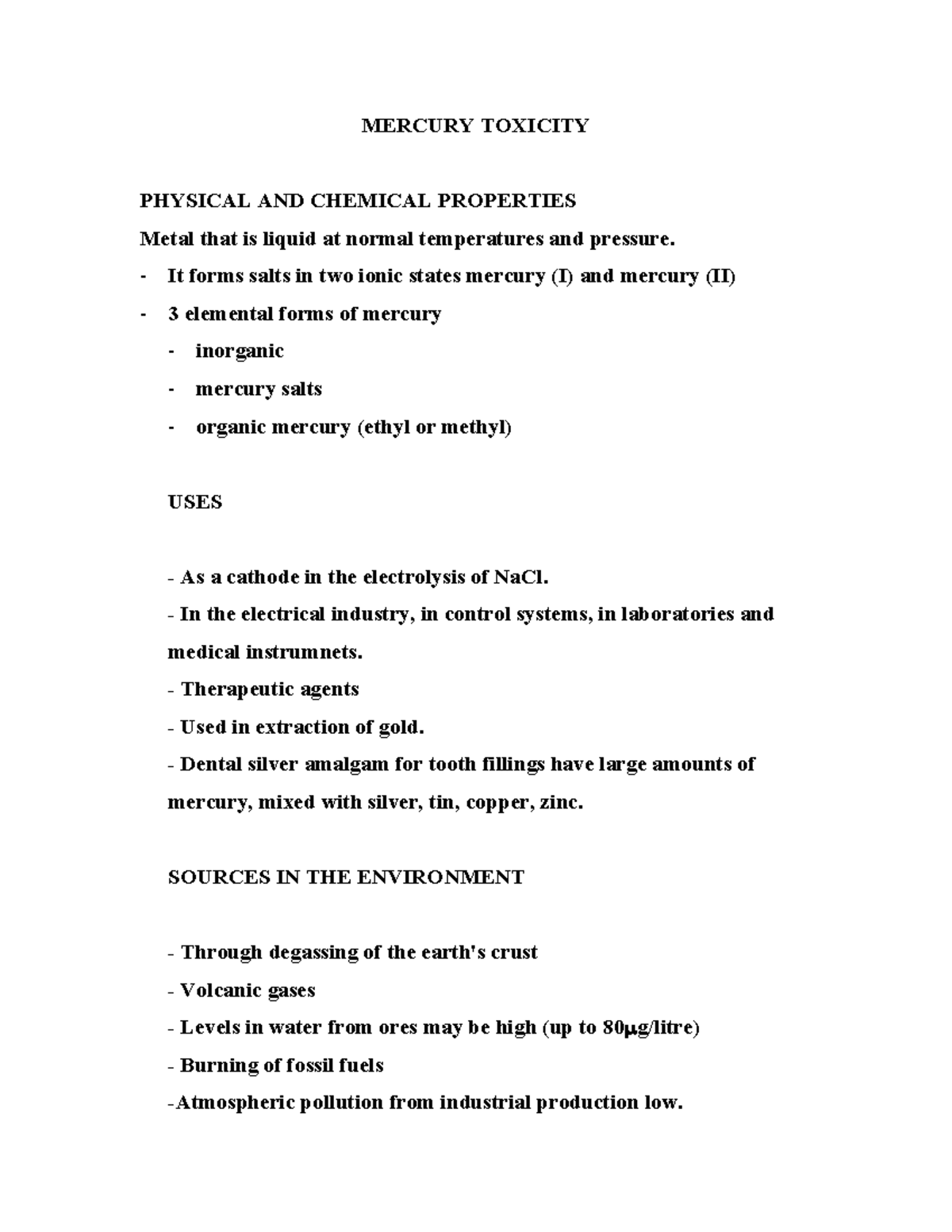 Heavy metal toxicologylecture 3-mercury - MERCURY TOXICITY PHYSICAL AND ...