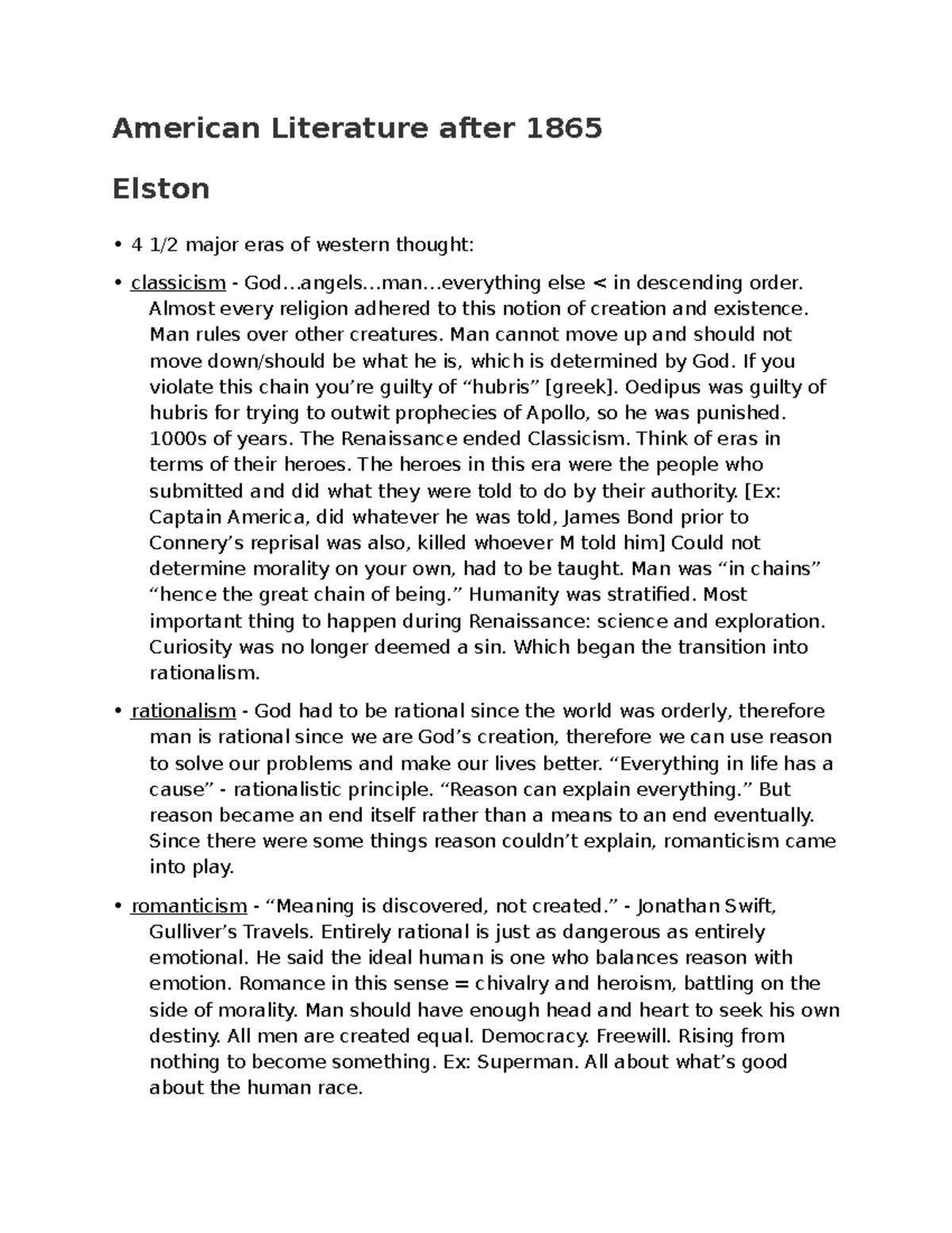 American Literature after 1865 All Notes - American Literature after ...