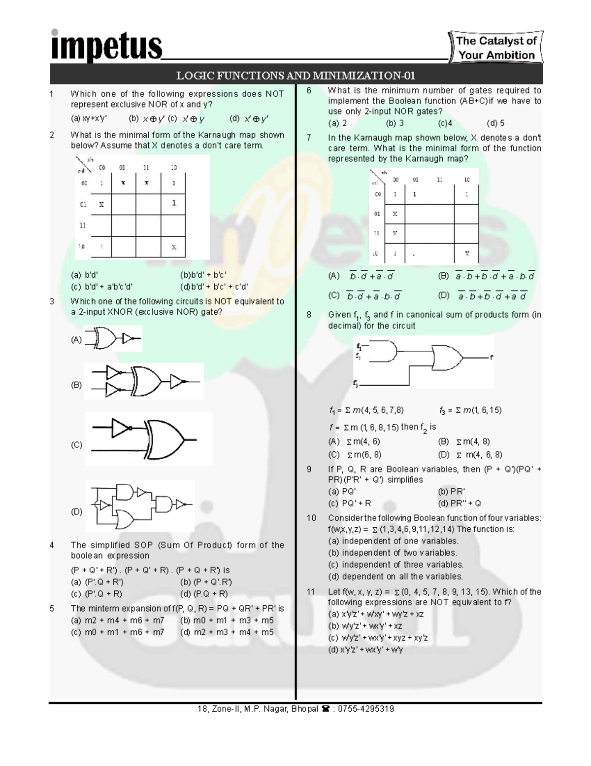 0268ac06fcd65 Logic Functions And Minimization 01 1 Which One Of