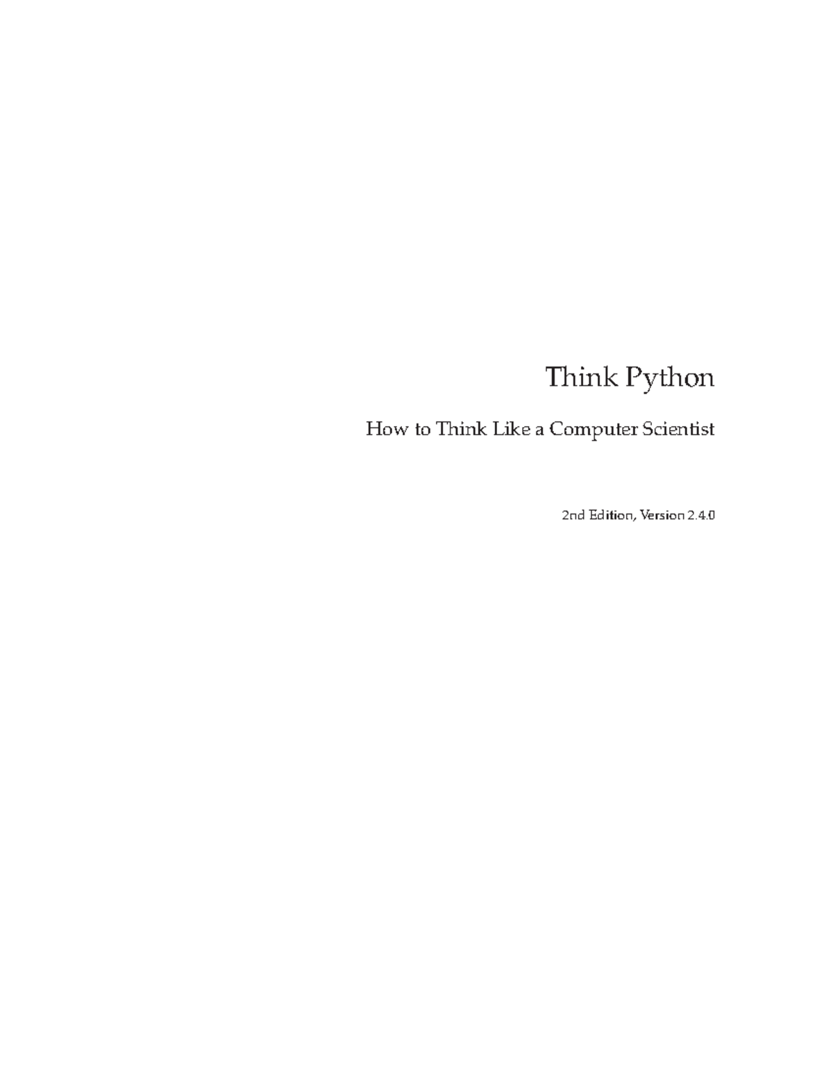 Think Python Hajjime - Think Python How to Think Like a Computer Scientist 2nd Edition, Version ...