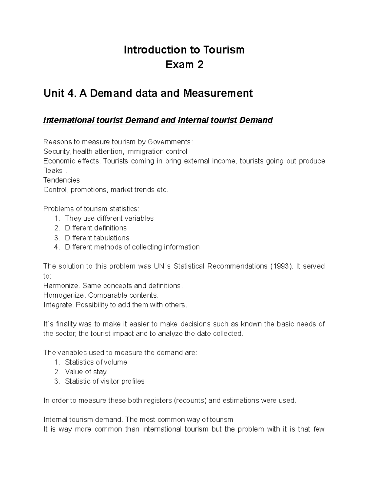 Introduction to Tourism Exam 2 - Introduction to Tourism Exam 2 Unit 4 ...