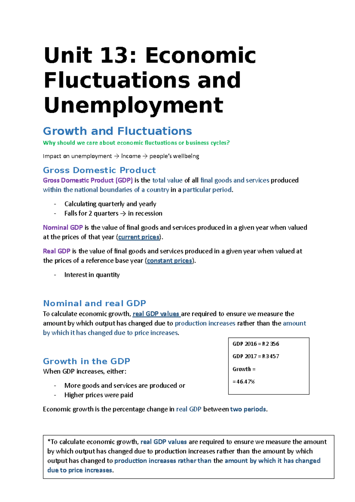 Unit 13 Economic fluctuations and unemployment - Unit 13: Economic ...