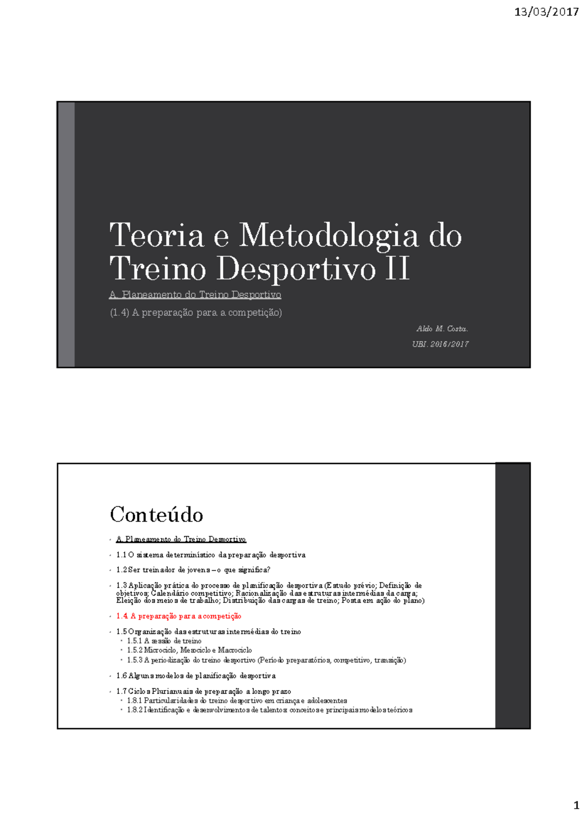 Mod A 1.4 - TMTD - Warning: TT: undefined function: 32 Teoria e Metodologia do Treino Desportivo ...
