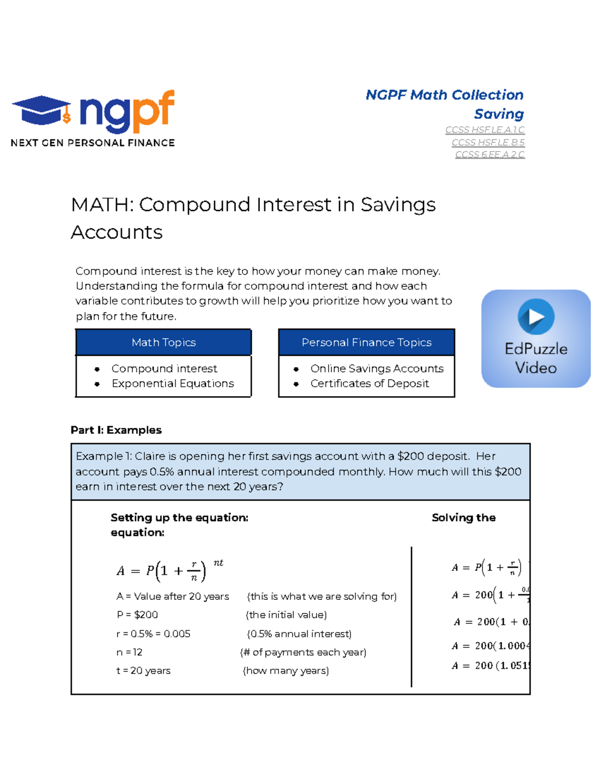 NGPF Math Collection - Paper 2 - NGPF Math Collection Saving CCSS HSF ...