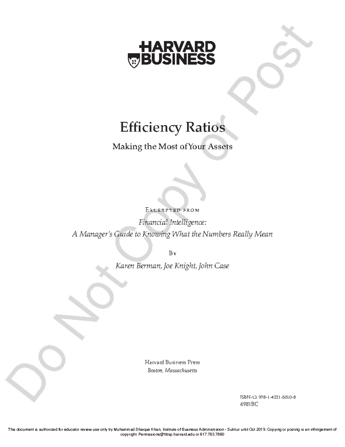 Efficiency ratios - Summary Financial Reporting & Analysis - Efficiency ...