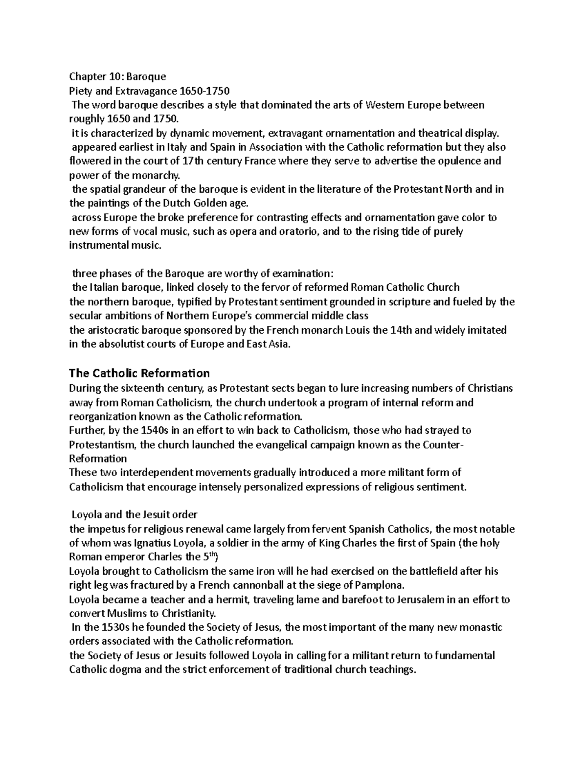Baroque Era Module - Chapter 10: Baroque Piety and Extravagance 1650 ...
