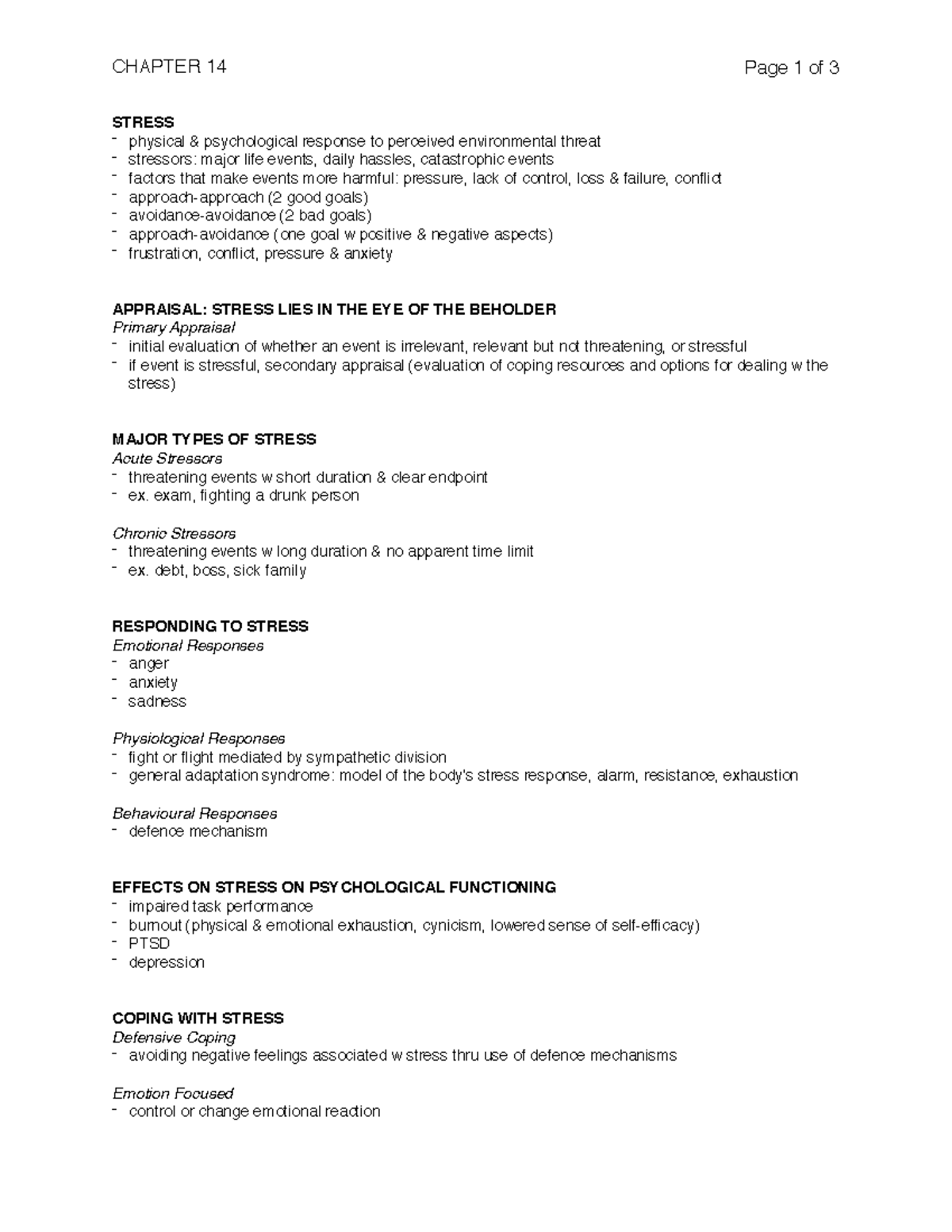 Chapter 14 PDF lecture notes - CHAPTER 14 Page 1 of 3 STRESS physical ...