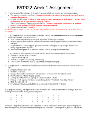 Week1Assignment.doc-1 - BST322 Week 1 Assignment (1 pt) For each of the following (a through d ...