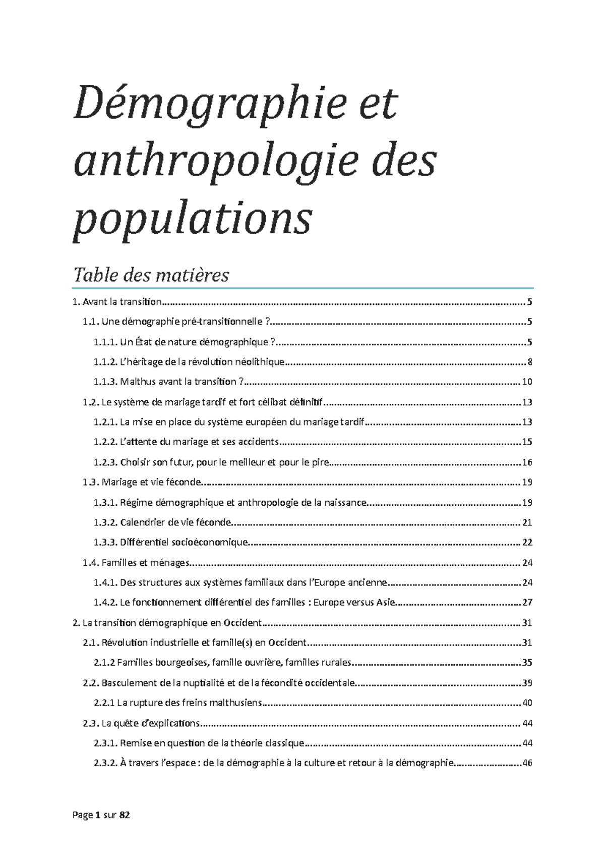 Démographie et anthropologie des populations - Démographie et ...