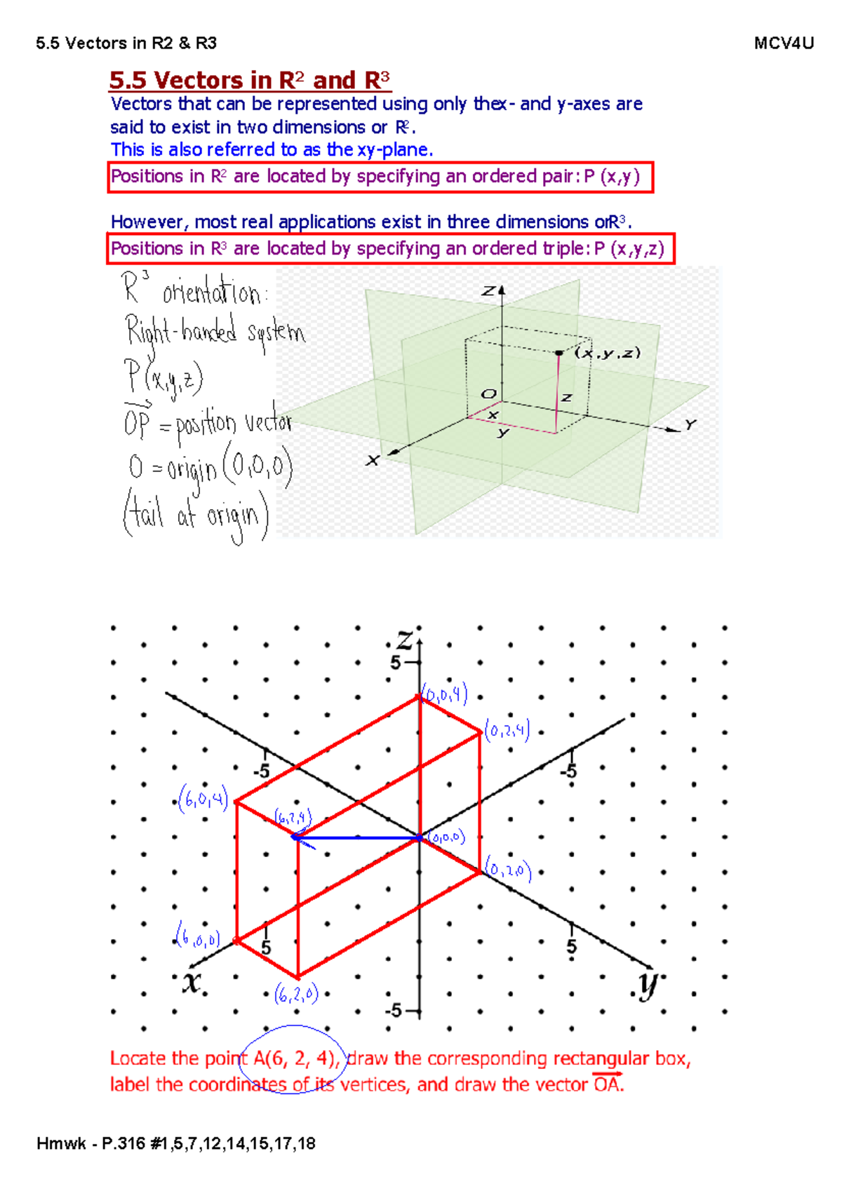 3c - Vectors in R2 R3 NOTE - 5 Vectors in R2 & R Hmwk P #1,5,7,12,14,15 ...
