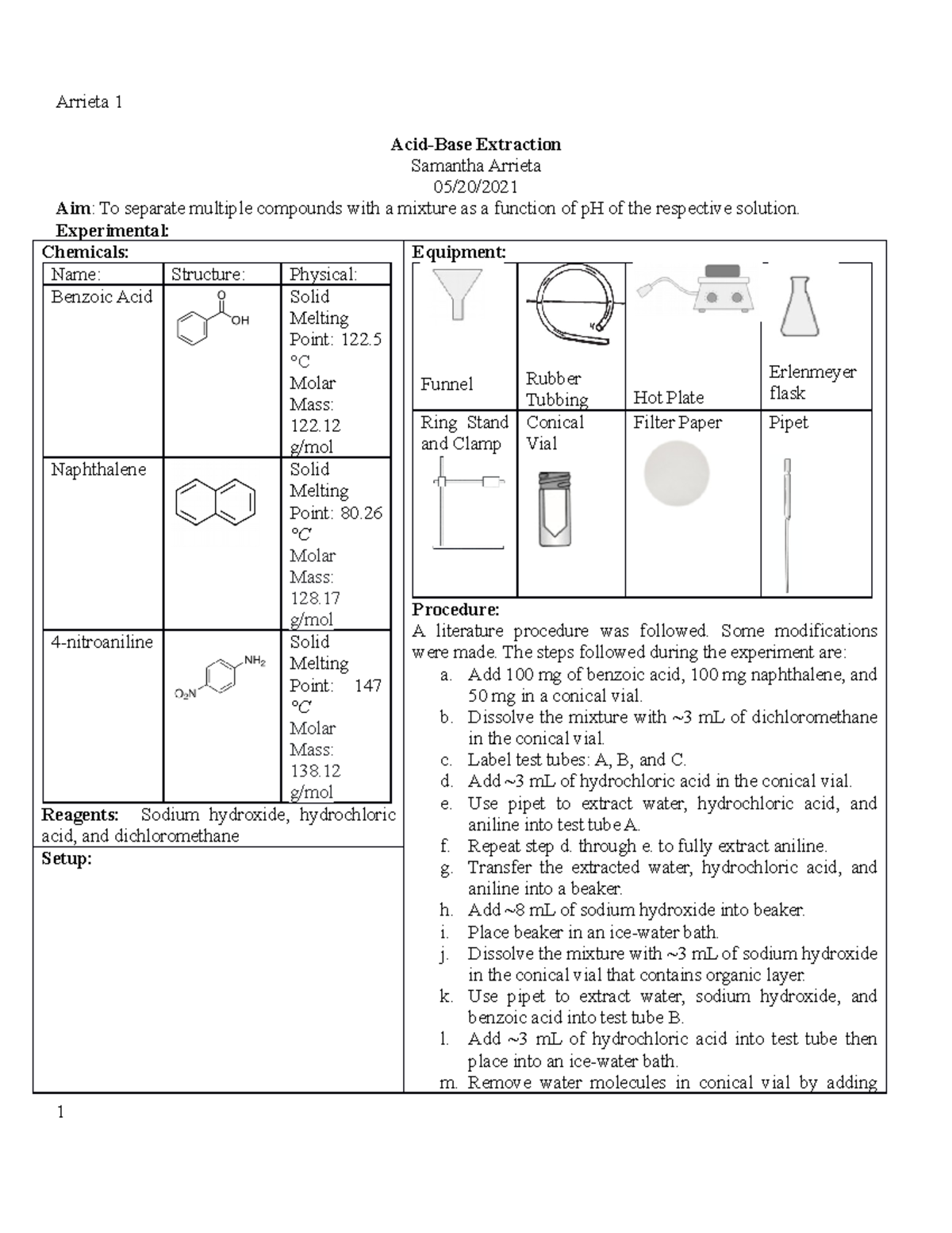 Acid Base Extraction - Nova Southeastern University - Acid-Base ...