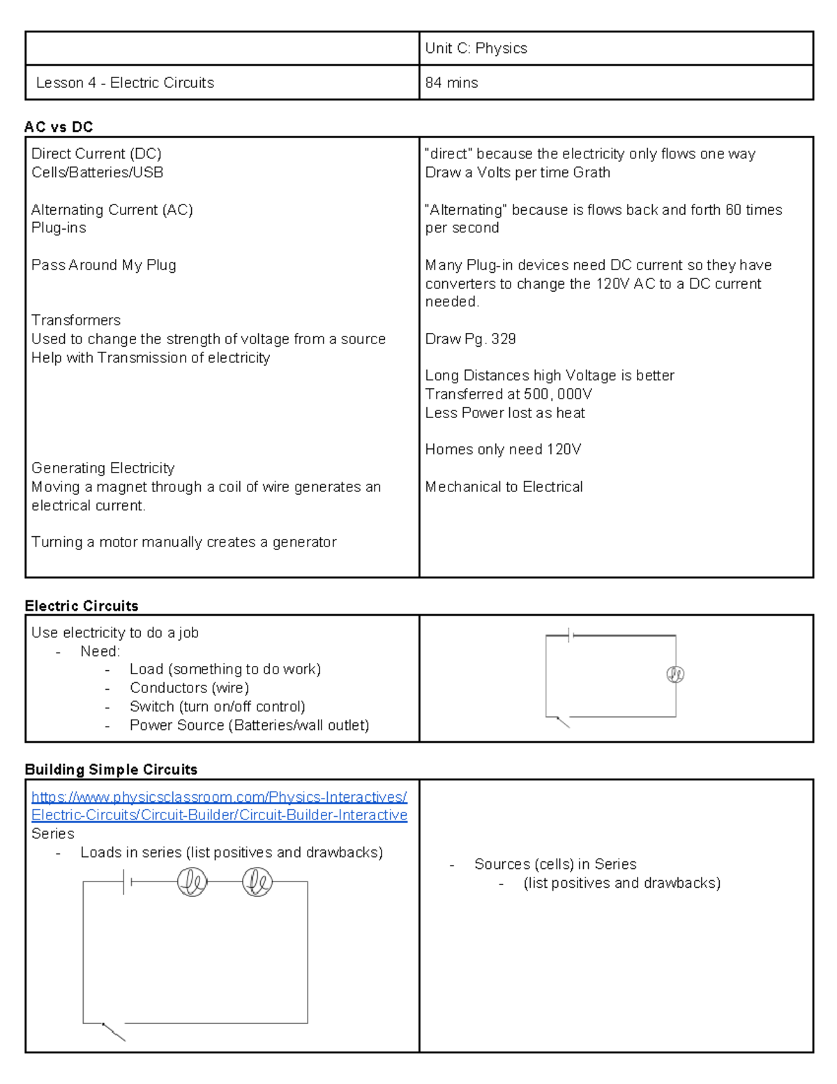 Electric Circuits - Practice problems + Review - Unit C: Physics Lesson ...