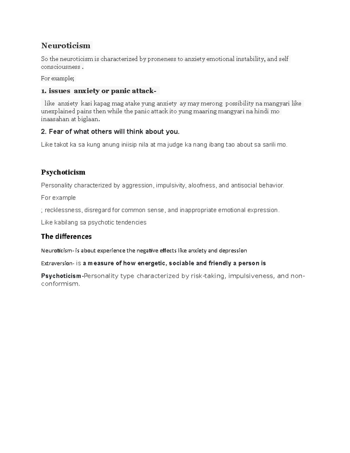 Neuroticism 1 - NONE - Neuroticism So the neuroticism is characterized ...