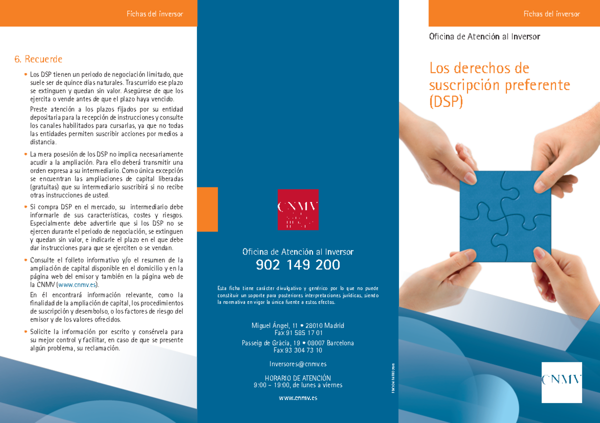 Tema 4 DSP - Resumen Diseño organizativo - Fichas del inversor Oficina de Atención al Inversor ...