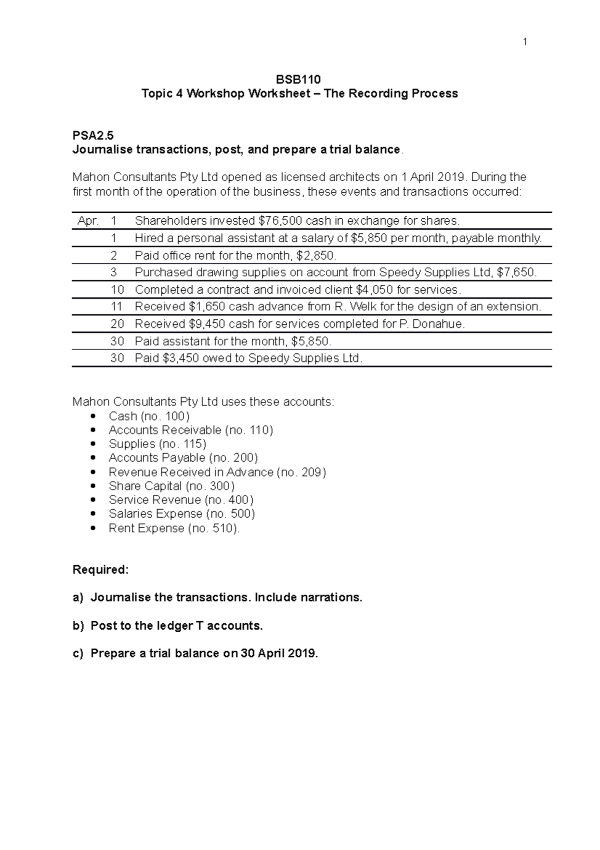 Topic 4 - Workshop Worksheet(3) - BSB Topic 4 Workshop Worksheet – The ...