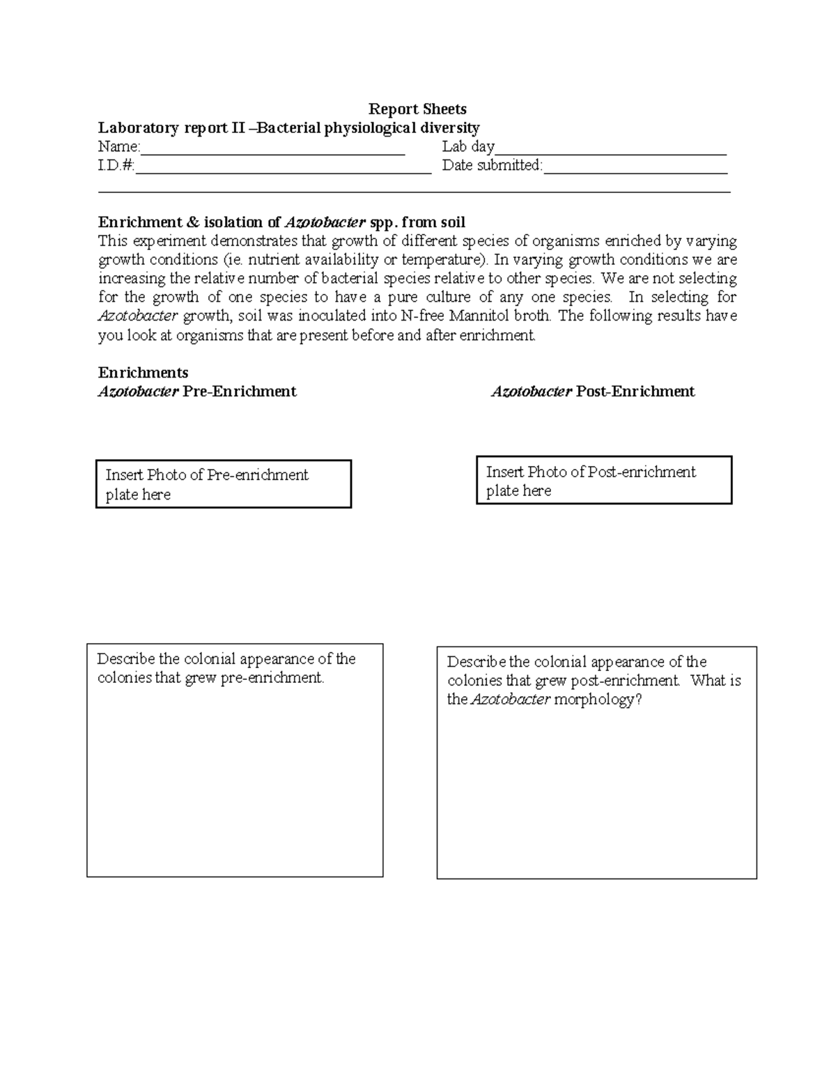 Lab 2 Report Sheets - lab sheet - Report Sheets Laboratory report II ...