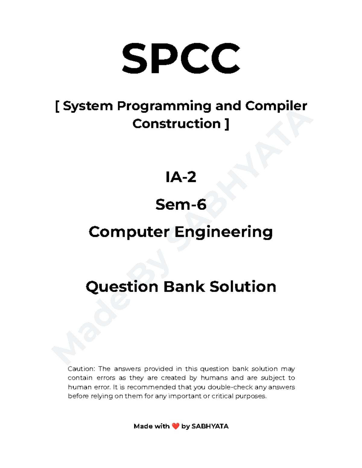 SPCC IA2SOL Sabhyata - I am a Student - Made By SABHYATA SPCC [ System Programming and Compiler ...