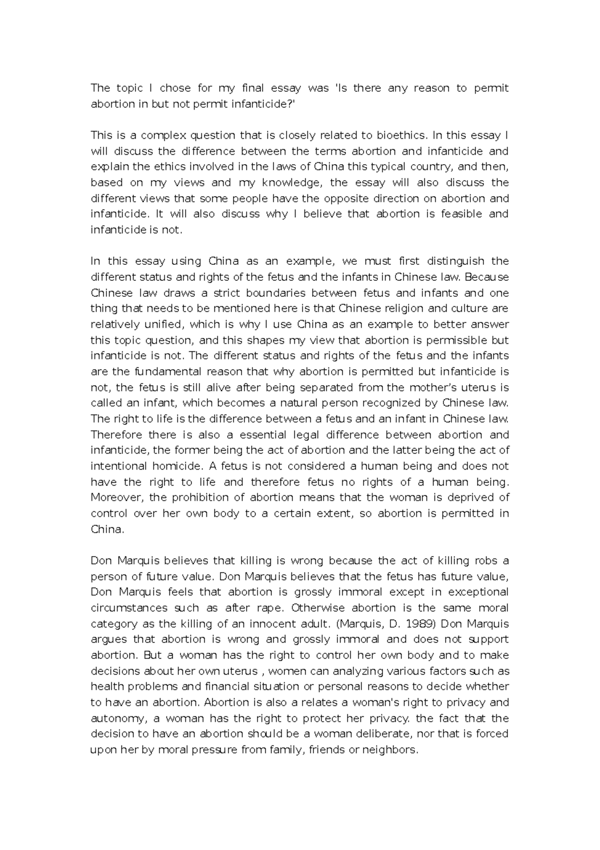 HPSC final essay - The topic I chose for my final essay was 'Is there ...