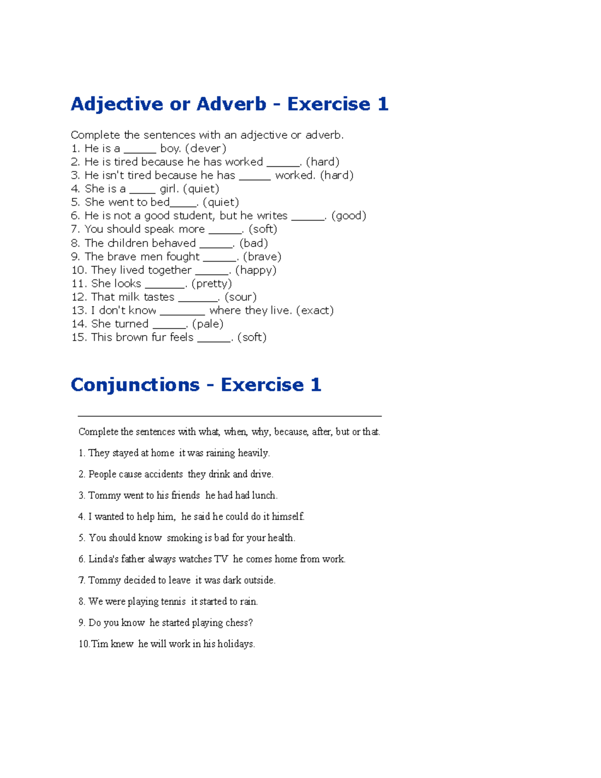 Adjective Or Adverb Exercise 1 at Kate Wardill blog