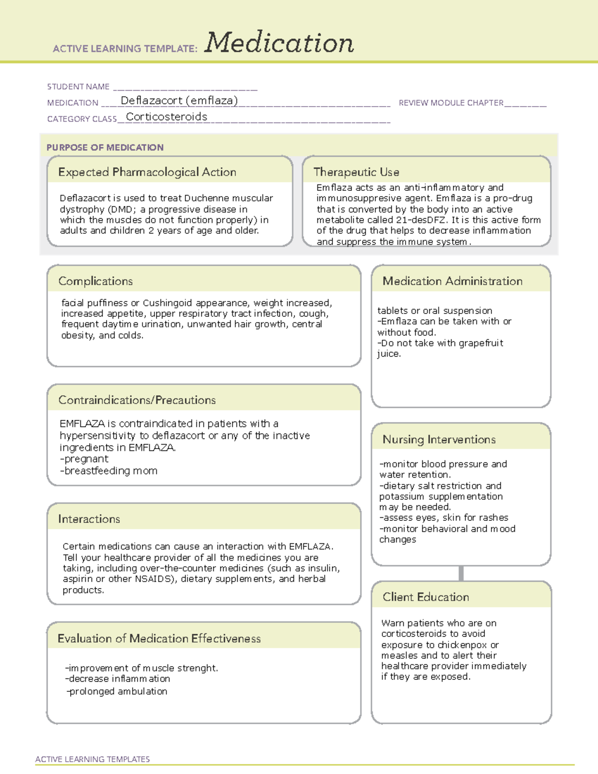 Deflazacort-Emflaza - Medication - ACTIVE LEARNING TEMPLATES Medication ...