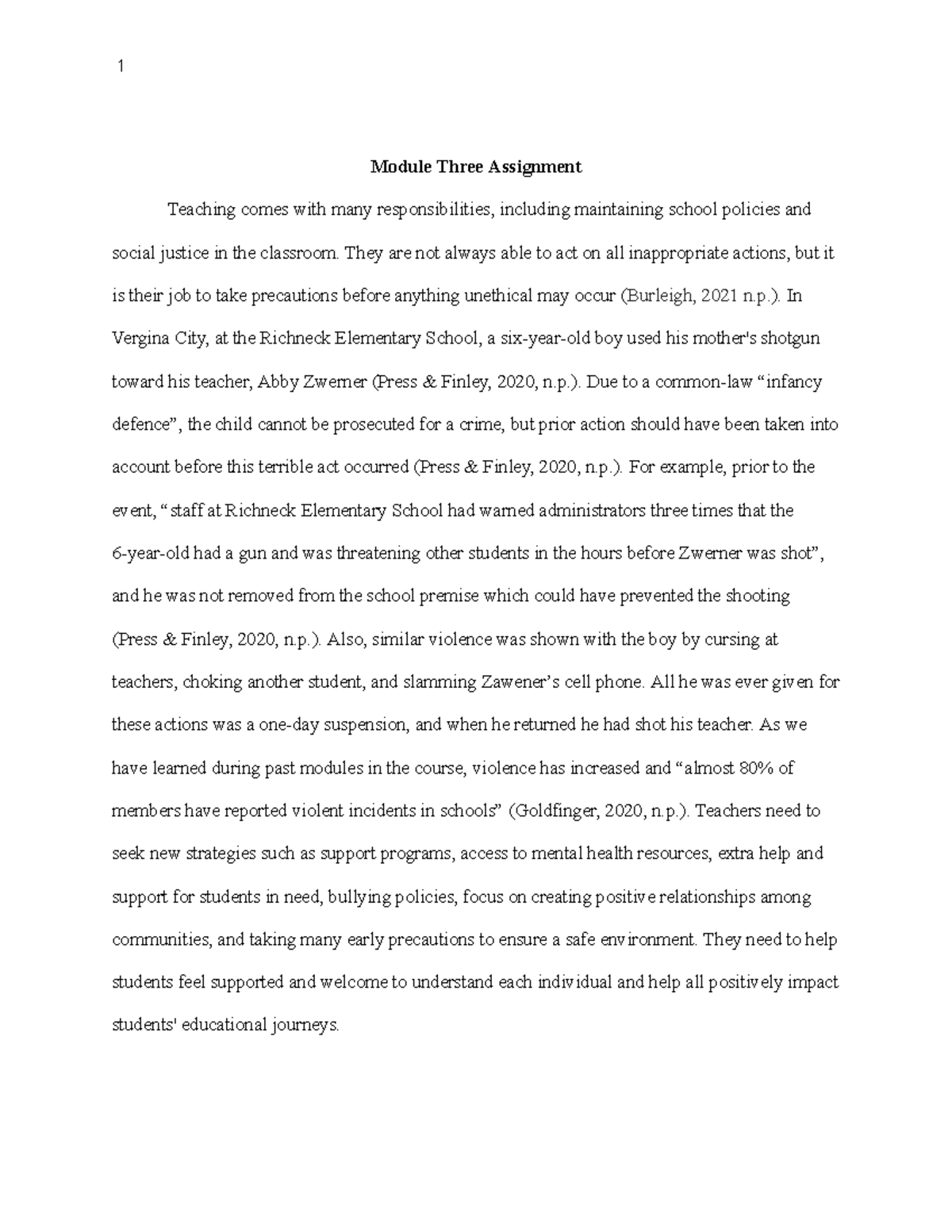 Module 3 - 1 Module Three Assignment Teaching comes with many ...