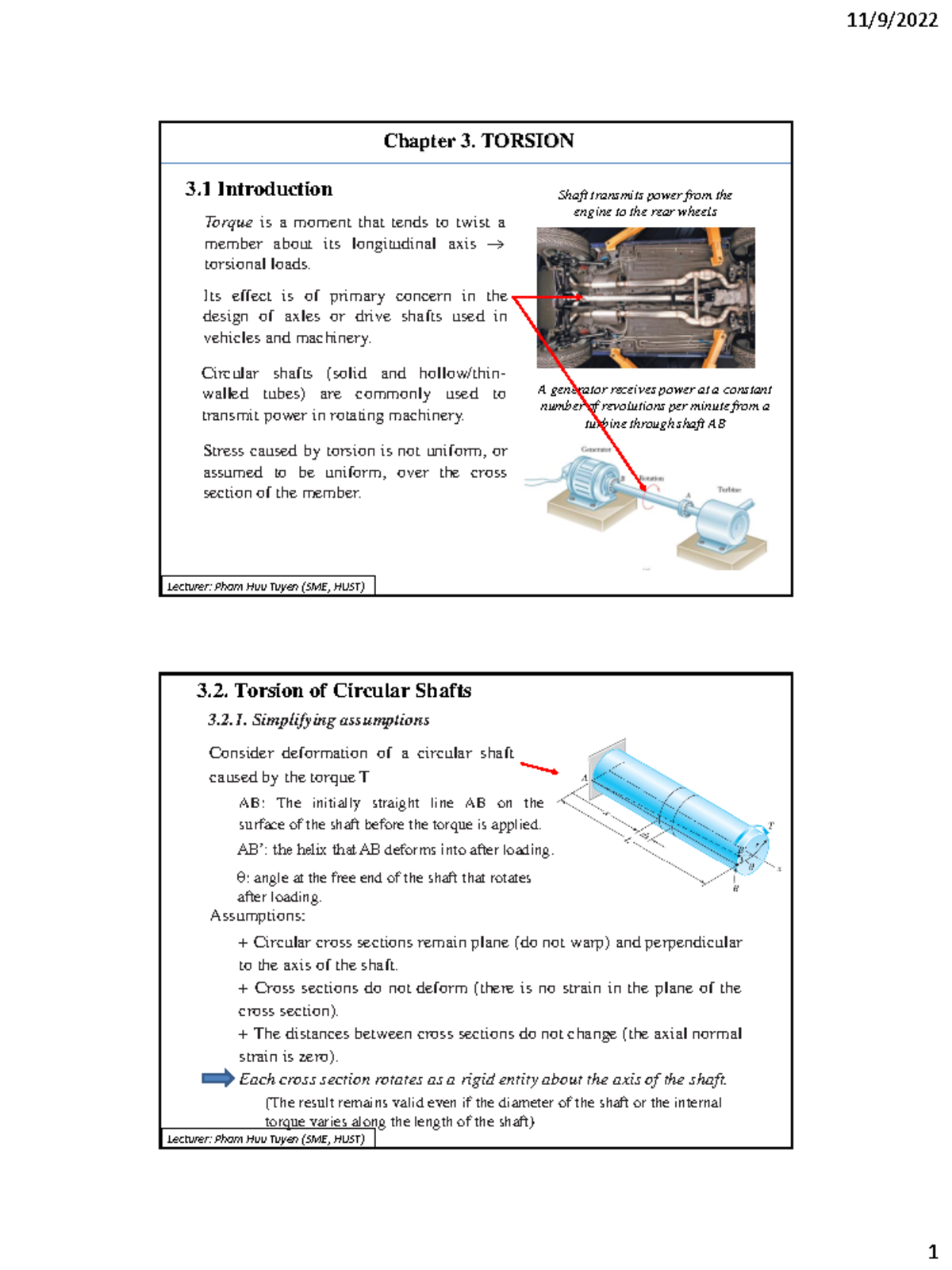 Chapter 3. Torsion - Lecturer: Pham Huu Tuyen (SME, HUST) Chapter 3 ...
