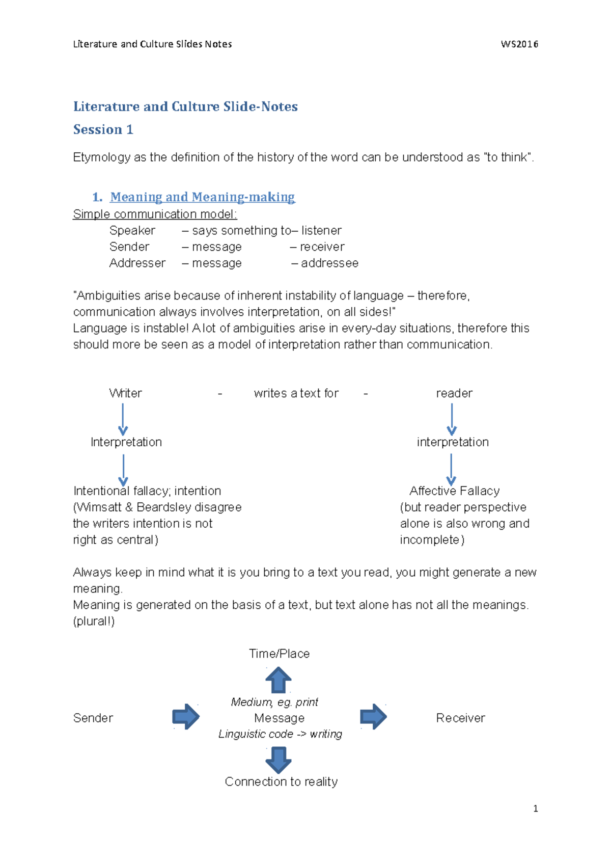Introduction to the Study of Literatrue and Culture LA Englisch WS2015 ...
