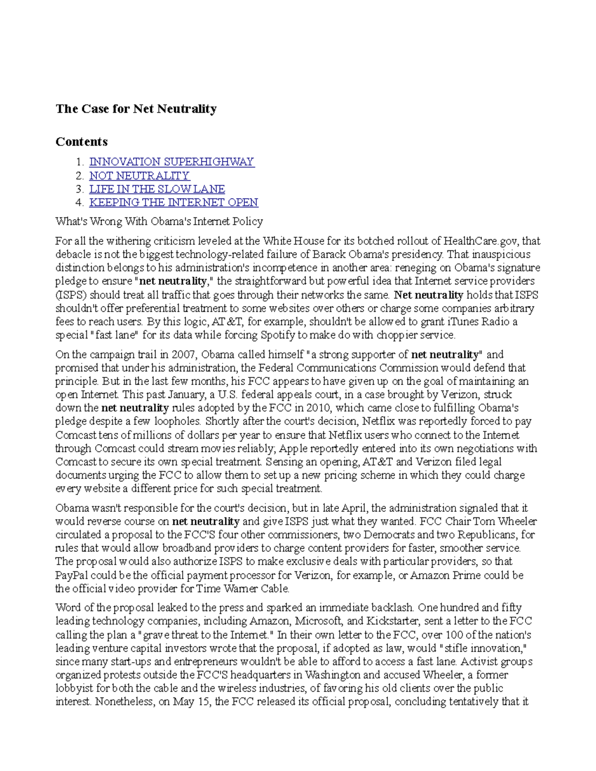 The case for net neutrality - The Case for Net Neutrality Contents 1 ...