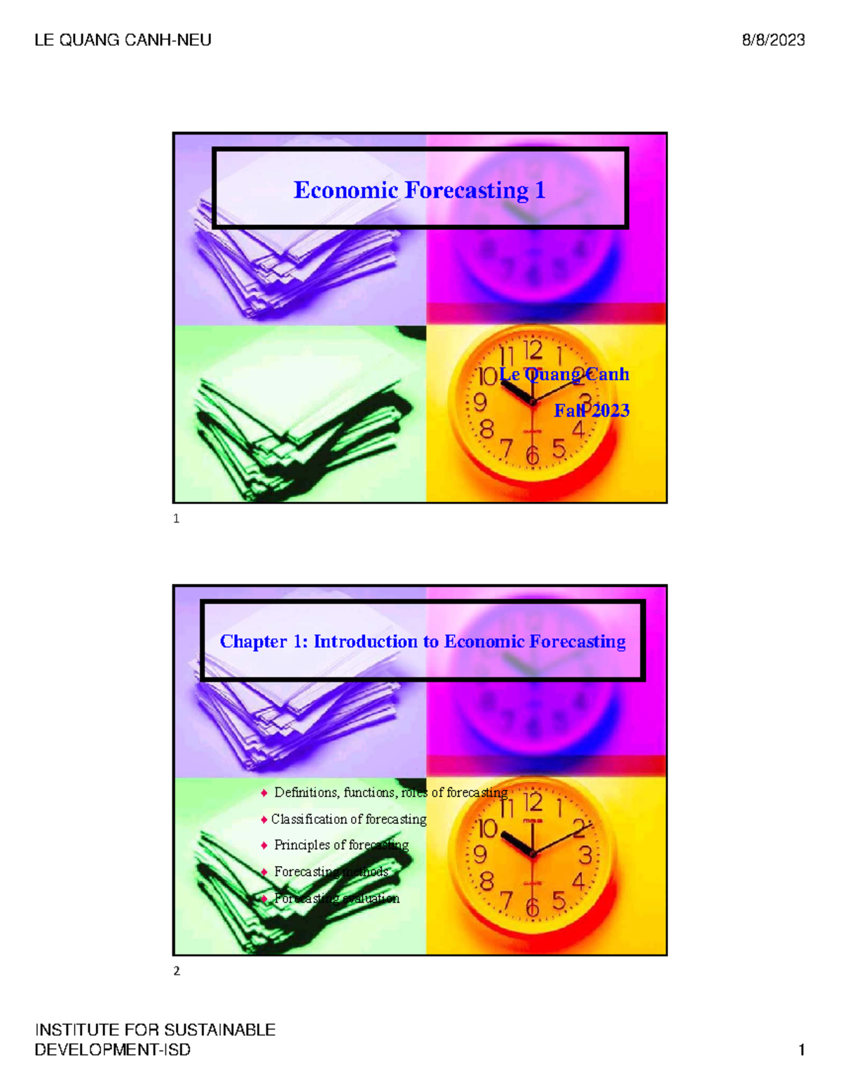 Chapter 1-Economic Forecasting - ####### INSTITUTE FOR SUSTAINABLE ...