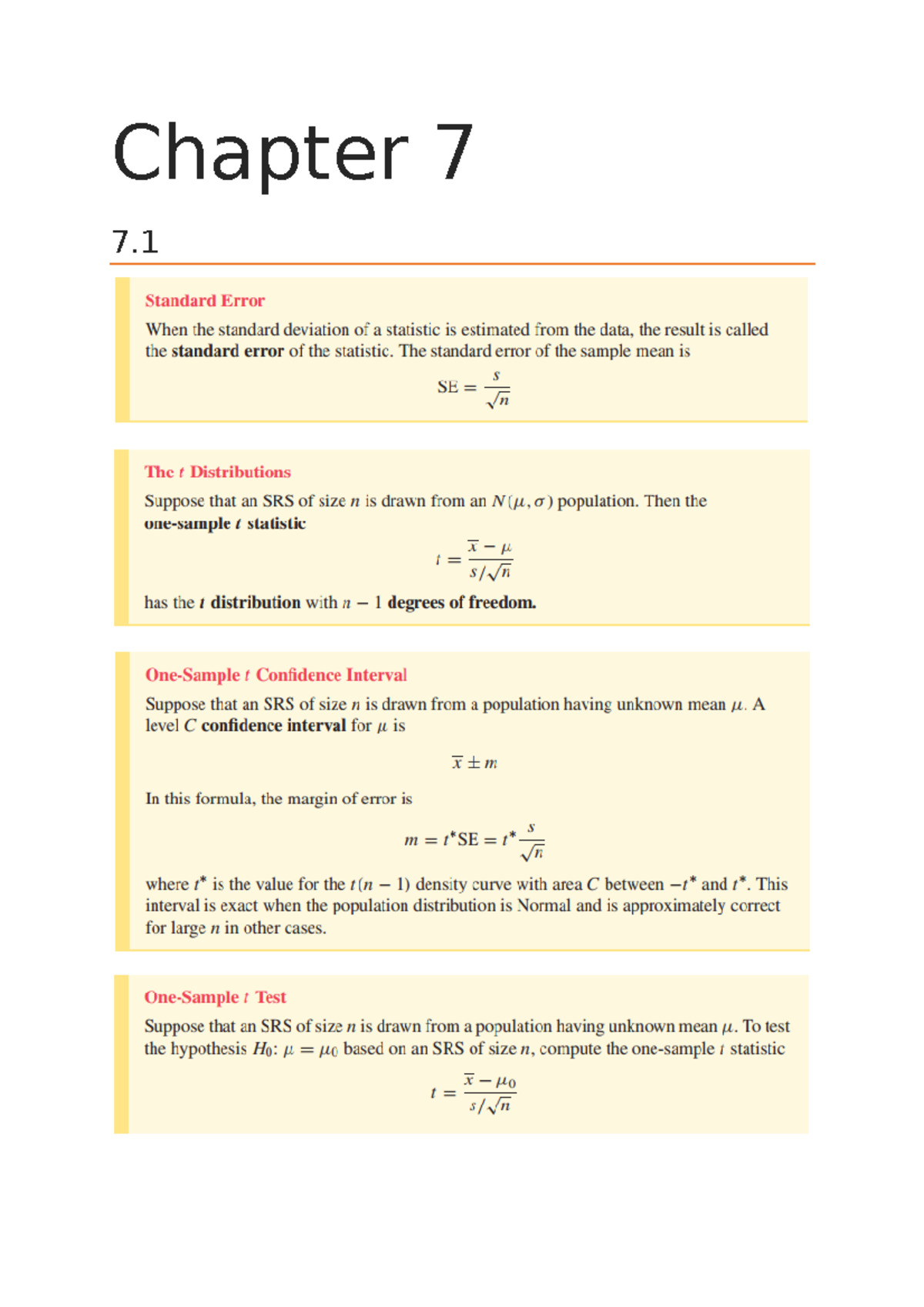 Summary The Basic Practice of Statistics - Sheet with all definitions ...