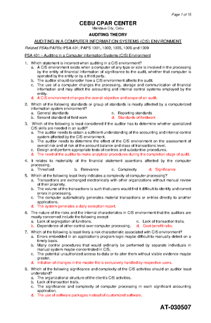 Auditing in CIS Environment - CONTENTS 1. Introduction on IS Audit 1. Introduction 1. Audit ...