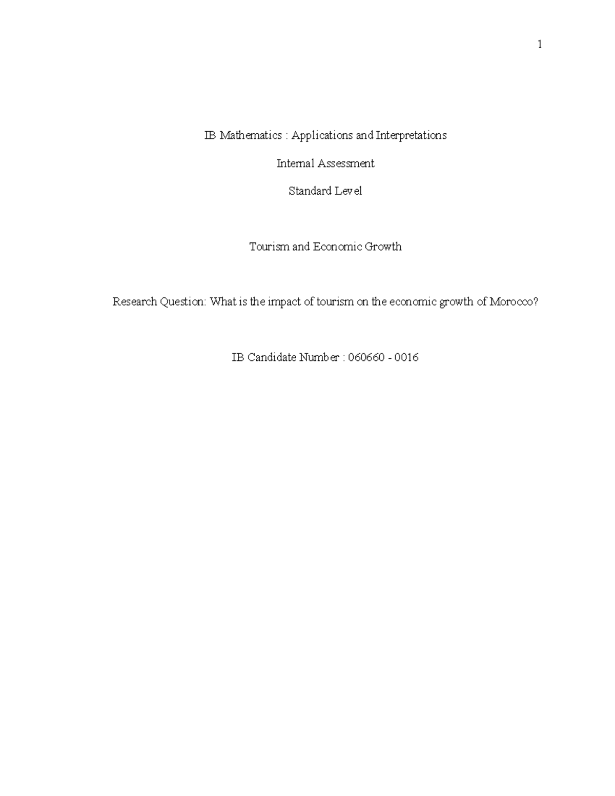 IB Mathematics Internal Assessment - Standard Level - IB Mathematics ...