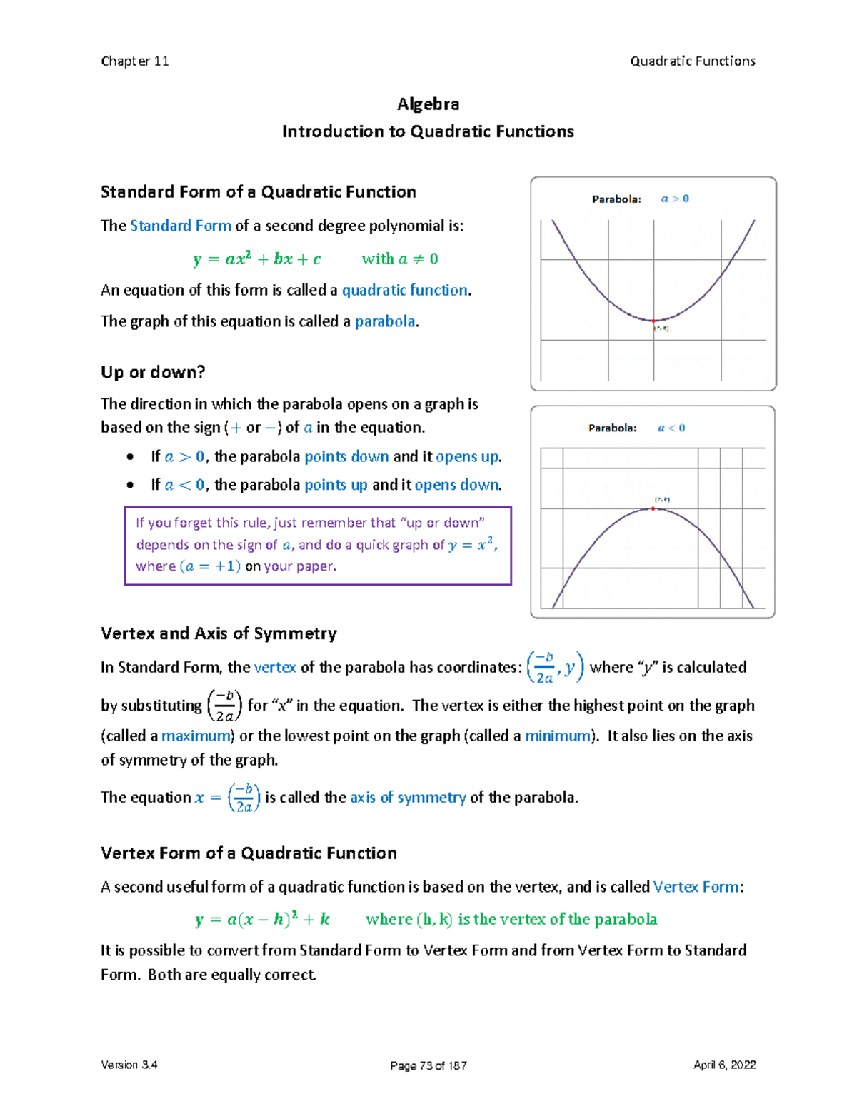 Pre Calculus Math Handbook 15 - Algebra Introduction to Quadratic ...