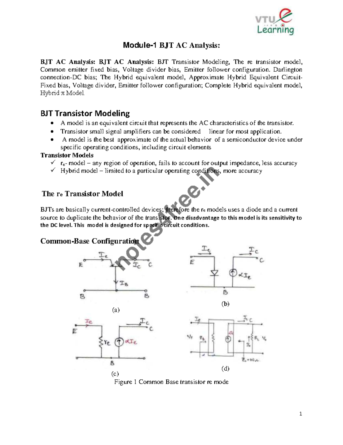 Analog electronics full - Module-1 BJT AC Analysis: BJT AC Analysis ...