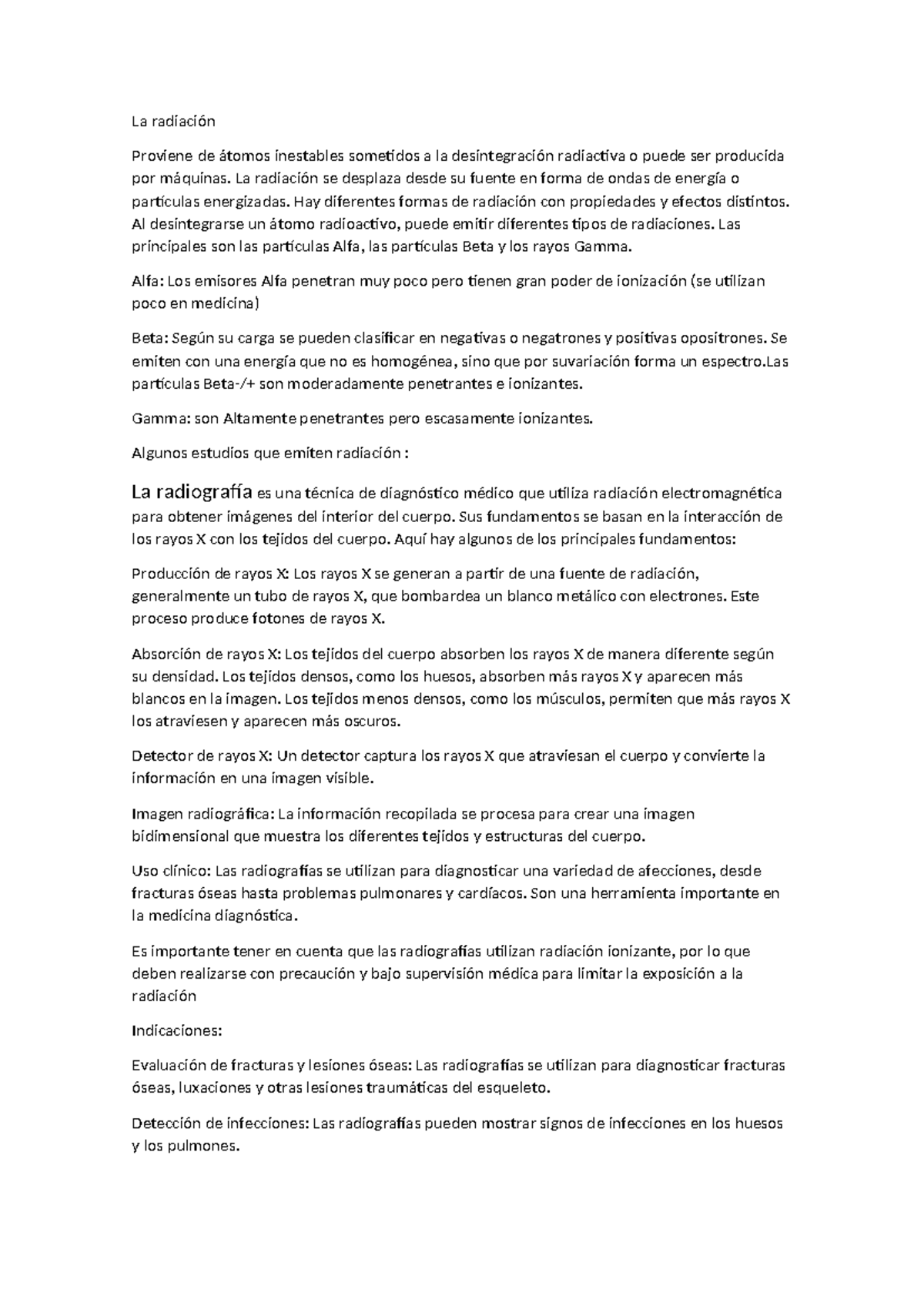 La radiación - Trabajos de biofísica - La radiación Proviene de átomos ...