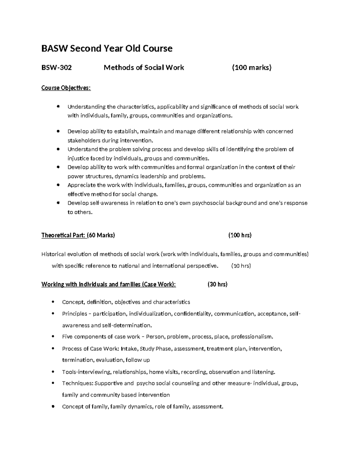 BASW Second Year Old Course - BASW Second Year Old Course BSW-302 ...