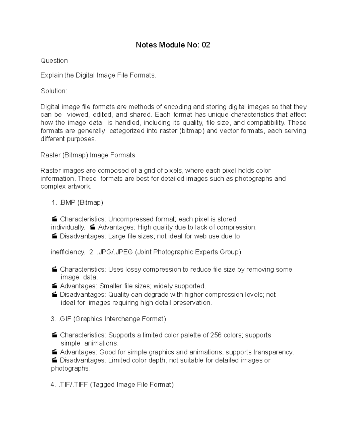 Notes Module No 02 - Notes Module No: 02 Question Explain the Digital ...