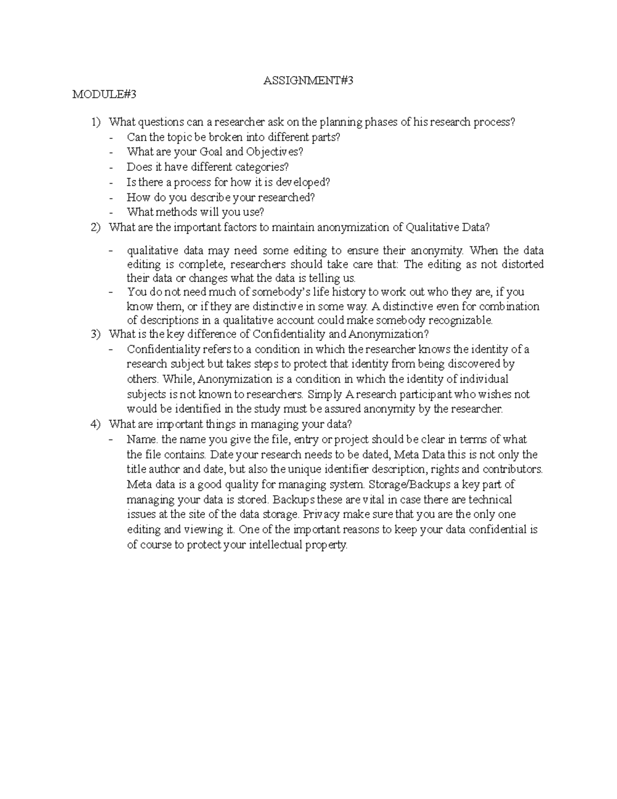 Assignment#3 - thesis - ASSIGNMENT# MODULE# What questions can a ...