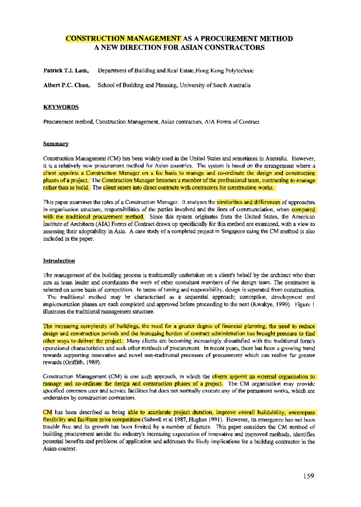 Construction Management AS A Procurement Method - CONSTRUCTION ...