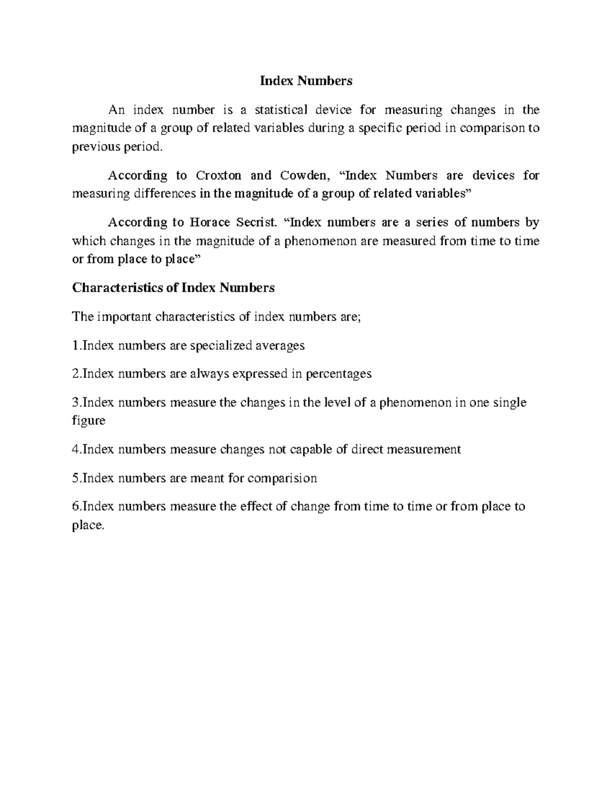 Index number grade a - Index Numbers An index number is a statistical ...