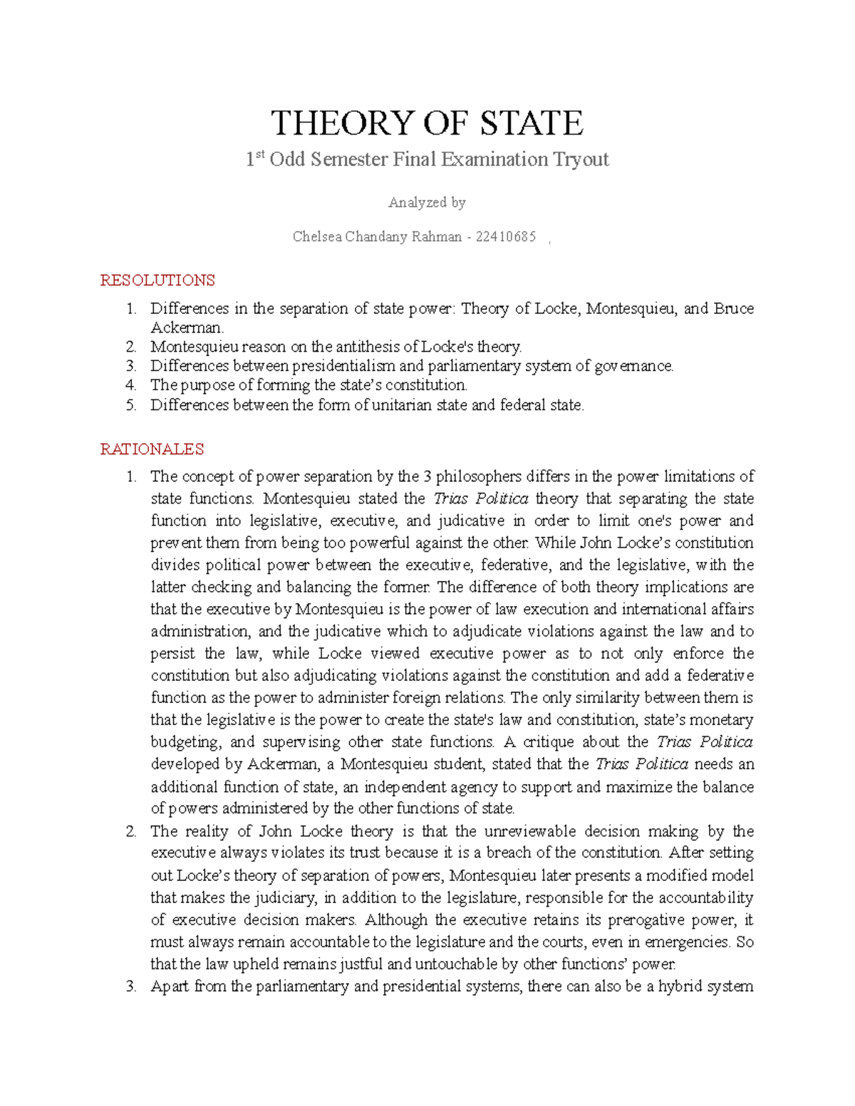 Theory of State 1st Odd Semester Final Exam Practice materials - THEORY ...