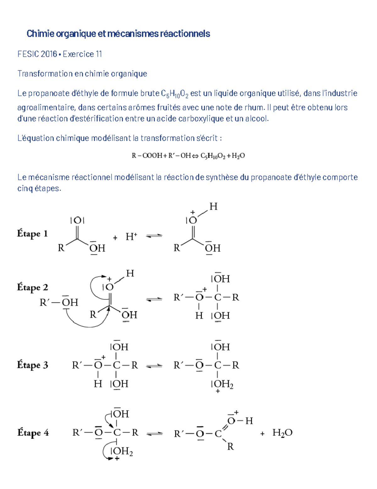 Chimie organique et mecanismes reactionnels - Chimie organique et ...