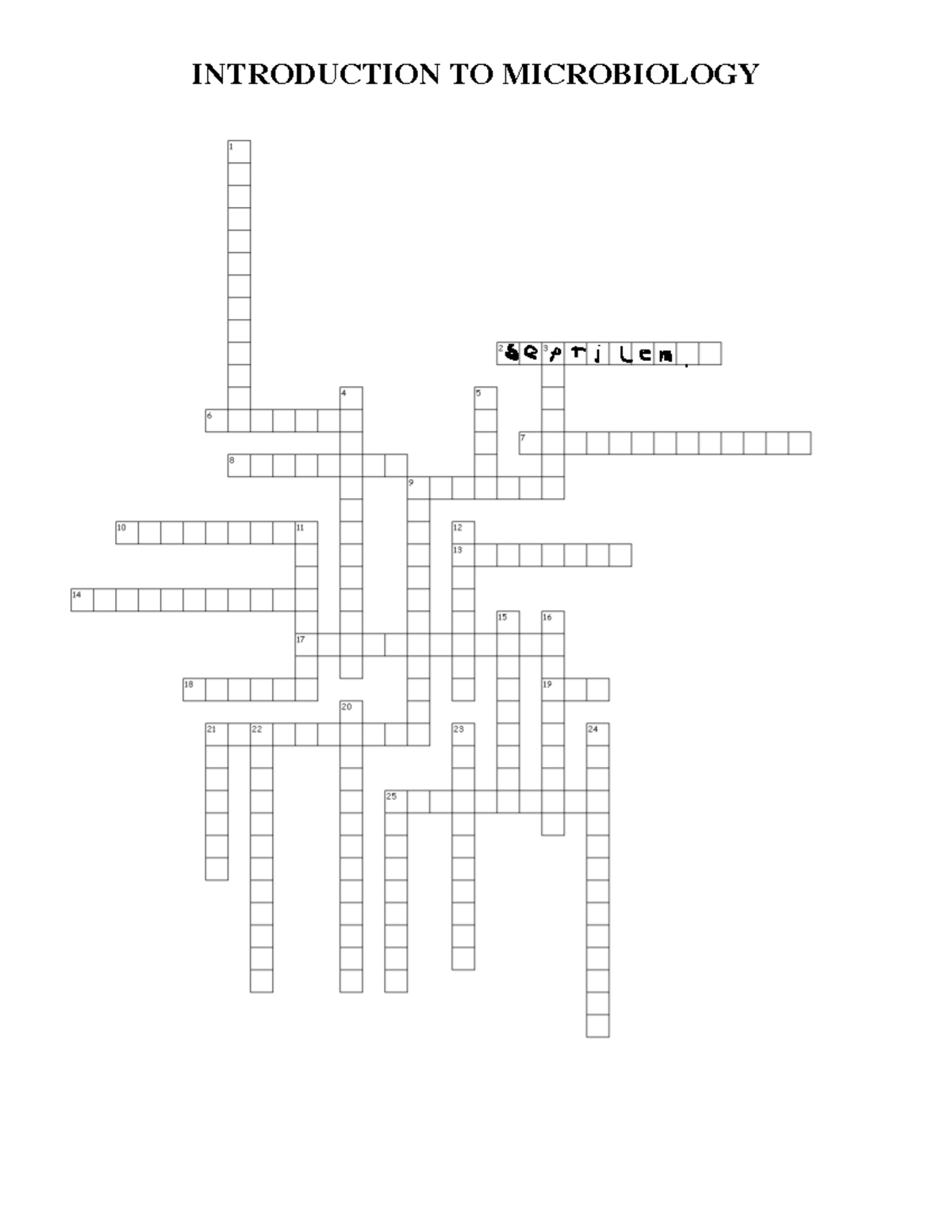Week 1 - Crossword - INTRODUCTION TO MICROBIOLOGY ACROSS The presence ...