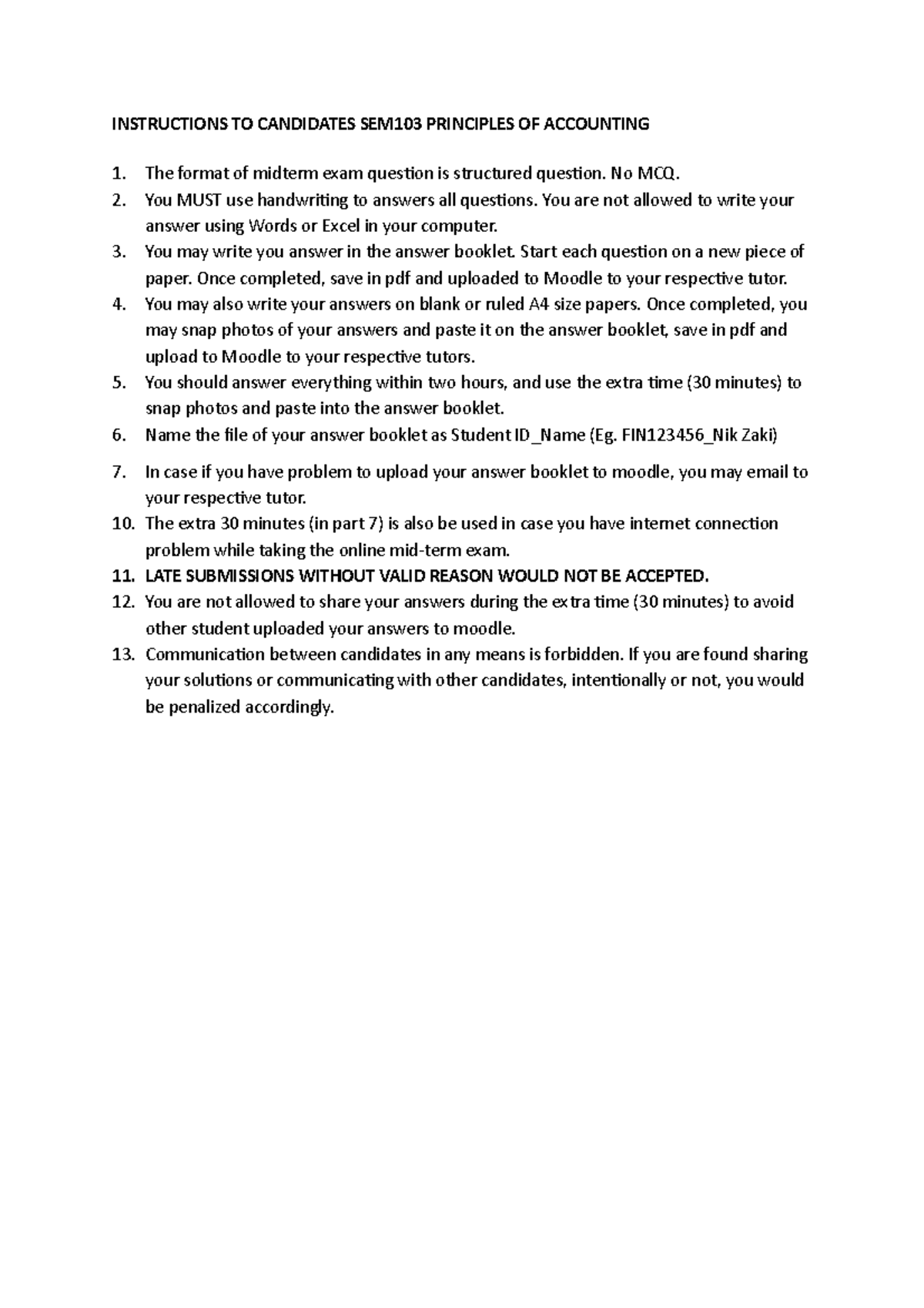 Instruction to Candidates - INSTRUCTIONS TO CANDIDATES SEM103 ...