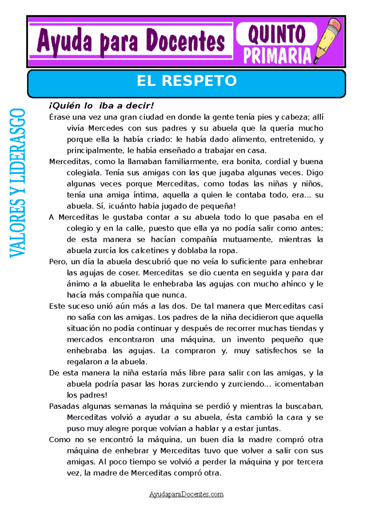 Fichas-de-el-Respeto-para-Quinto-de-Primaria - ¡Quién lo iba a decir ...