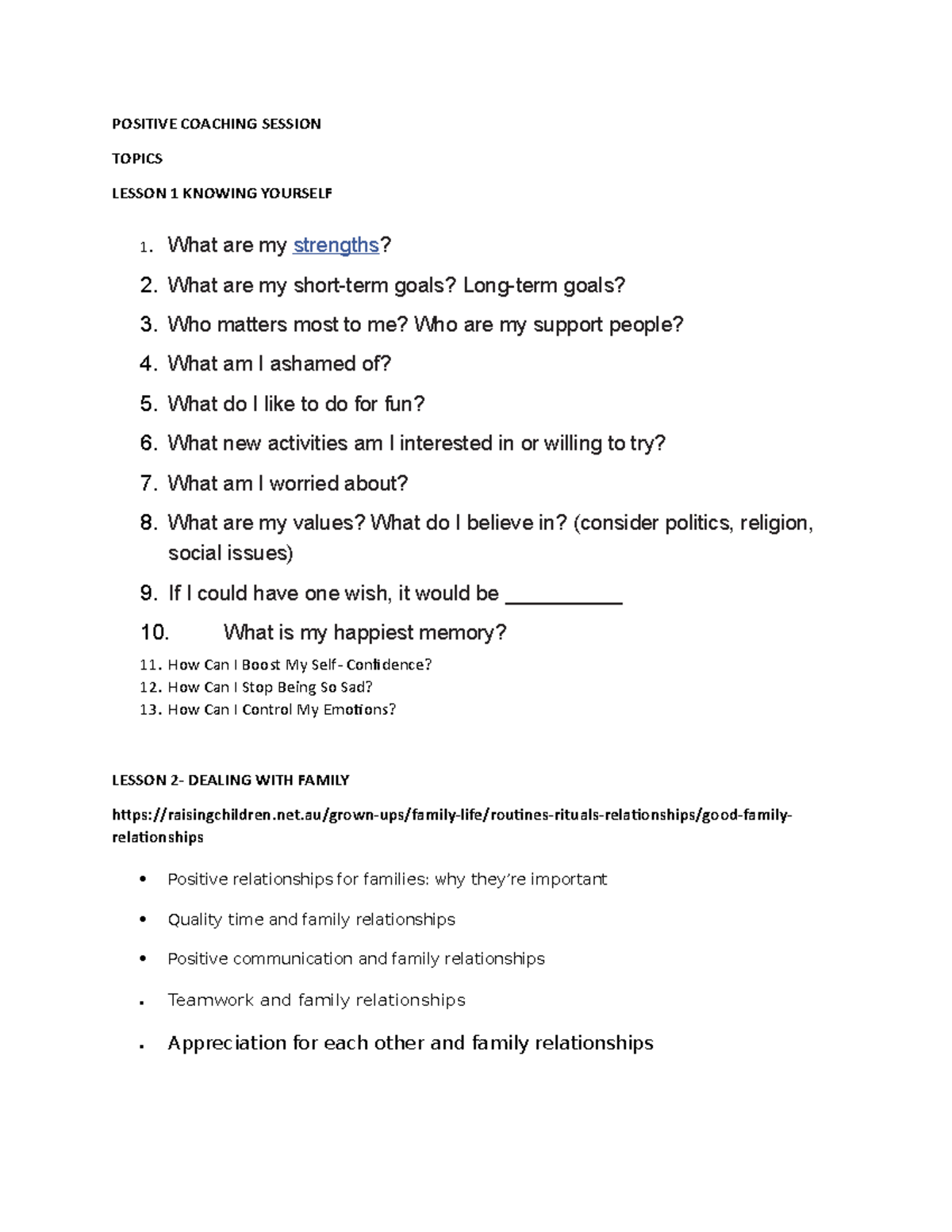 PCS Topics - Wla lang - POSITIVE COACHING SESSION TOPICS LESSON 1 ...